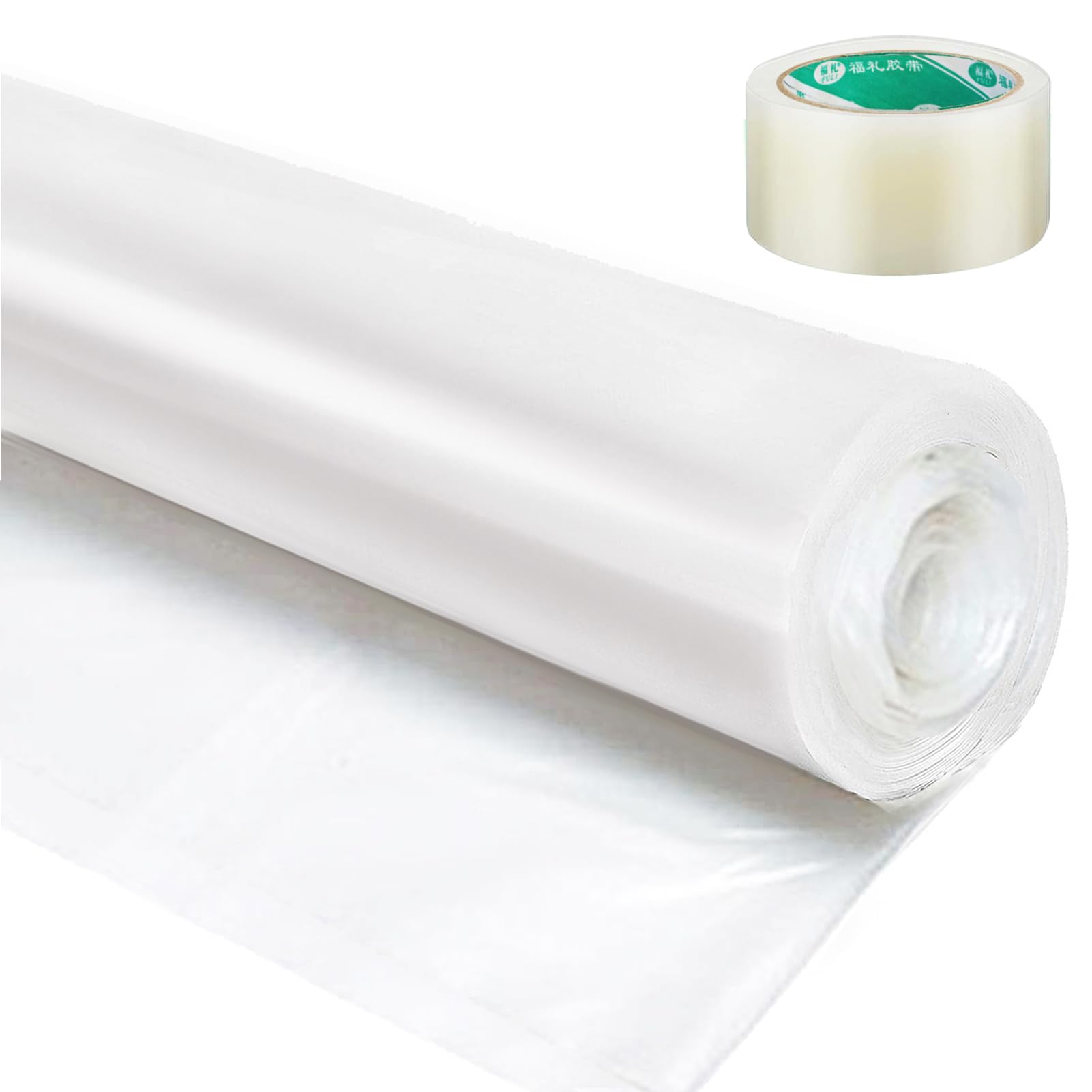 10 x 26 ft Greenhouse Film & Repair Tape, 6 mil Clear Greenhouse Cover, UV Resistant Covering Plastic Sheeting Hoop Anti-drip House Plastic Polyethylene Cover