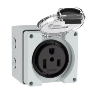 muelnmey 50amp power outlet box,250volt nema 6-50r receptacle outdoor dustproof and weatherproof for electric vehicles, generators, welding machines, etc.etl listed