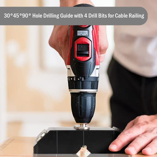 Drill Jig for Angled Holes -Portable Aluminum Drill Guide for Straight Holes 30 45 90 Degrees Durable Drilling Jig for Cable Railing