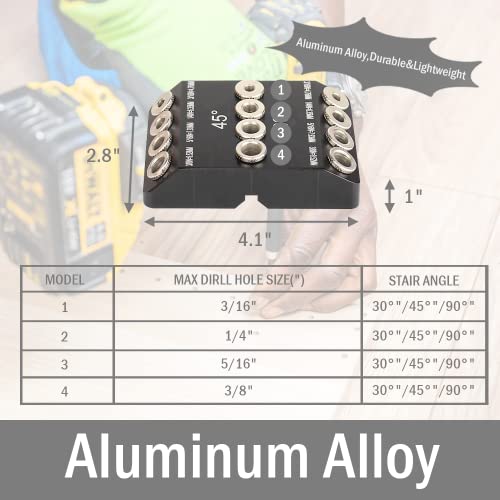 Drill Jig for Angled Holes -Portable Aluminum Drill Guide for Straight Holes 30 45 90 Degrees Durable Drilling Jig for Cable Railing