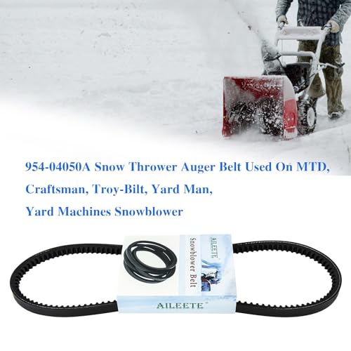 AILEETE 954-04050A Snow Thrower Auger Belt 1/2'' x 35'' for MTD Craftsman Troy-Bilt Cub Cadet Yard Man Yard Machines Snowblower, Replaces 754-04050 754-04050A 954-04050