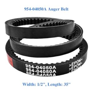 AILEETE 954-04050A Snow Thrower Auger Belt 1/2'' x 35'' for MTD Craftsman Troy-Bilt Cub Cadet Yard Man Yard Machines Snowblower, Replaces 754-04050 754-04050A 954-04050