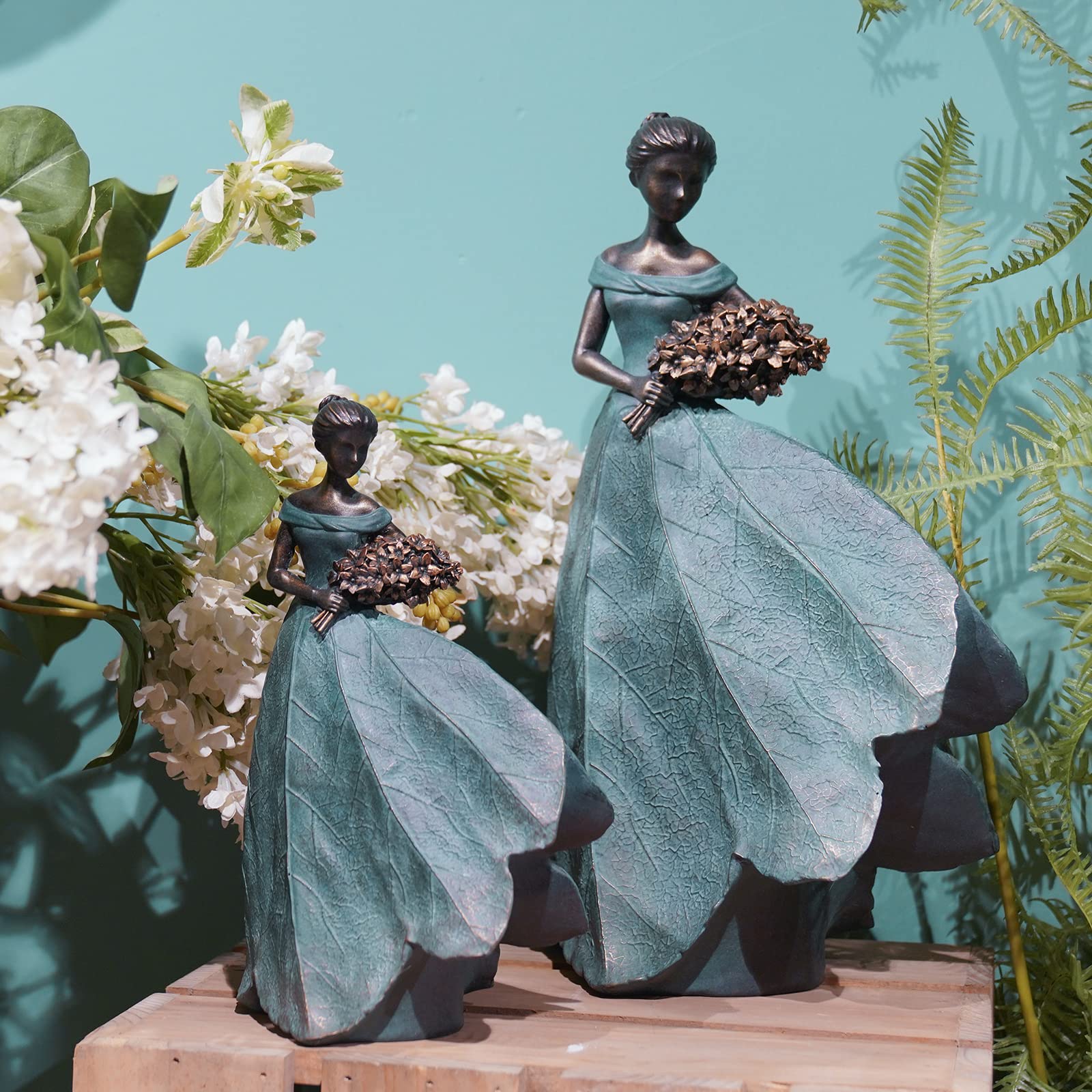 Guichifun Fairy Statue Collection Home Decoration - Leaf Angel Girls Resin Home Garden Decor Clearance Gift for Mom Grandma Outside or Inside Outdoor Yard Decorations Figurines 7.5 x 4.5 x 11.5 Inch