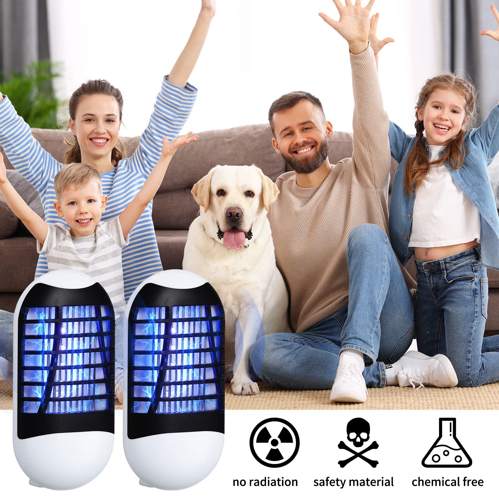 Qualirey 6 Pcs Bug Zapper Indoor Plug in Electric Mosquito Zapper Portable Mosquito Repellent Indoors Fly Trap Mosquito Gnat Killer Insect Zapper Lamp for Home Bedroom Garage Kitchen