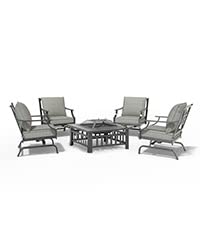 Grand patio Outdoor 5 Pieces Furniture Set,4 Motion Patio Chairs and 32" Wood Burning Fire Pit,Gray