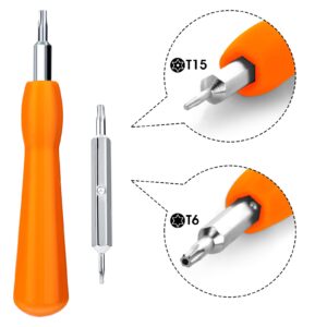 Doorbell Screwdriver,Double-Ended Torx T6 T15 Screwdriver Bit Set Replacement with 40Pcs T6 T15 Doorbell Screws for Video Doorbell 1,2 and Pro (Orange)