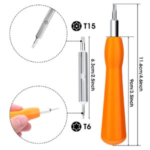 Doorbell Screwdriver,Double-Ended Torx T6 T15 Screwdriver Bit Set Replacement with 40Pcs T6 T15 Doorbell Screws for Video Doorbell 1,2 and Pro (Orange)