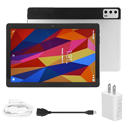 10.1in Tablet, 1920x1200 256GB ROM Silvery 8GB RAM Tablet PC 1.5GHz Octa Core for Online Video (US Plug)