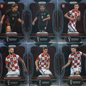 2022 Panini Prizm World Cup Qatar Croatia Team Set of 11 Cards: Borna Sosa(#55), Dominik Livakovic(#56), Ivan Perisic(#57), Josip Stanisic(#58), Josko Gvardiol(#59), Lovro Majer(#60), Luka Modric(#61), Luka Sucic(#62), Marcelo Brozovic(#63), Mario Pasalic