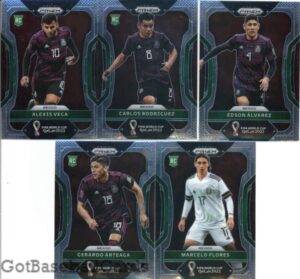 2022 panini prizm world cup qatar mexico team set of 10 cards: alexis vega(#142), carlos rodriguez(#143), edson alvarez(#144), gerardo arteaga(#145), marcelo flores(#146), hector herrera(#147), jesus manuel corona(#148), johan vasquez(#149), erick gutierr