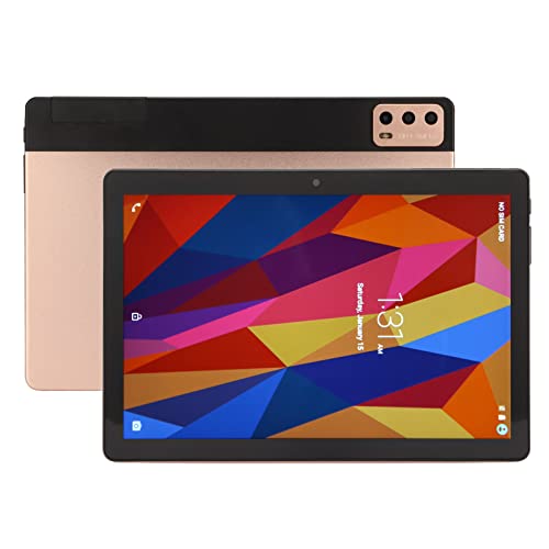 Zerodis Portable Tablet, 8GB RAM 256GB ROM 100 to 240V Golden 5MP 13MP 10.1in Tablet for Reading (US Plug)