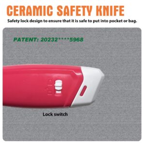 XW Ceramic Safety Box Cutter, Handy Pocket Knife, Mini Magnetic Carton and Package Opener with Safety Lock, 4-pack