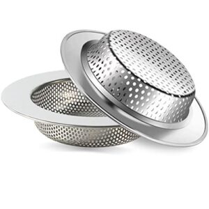 2 pcs kitchen sink strainer, stainless steel large wide rim 4.5 inch diameter sink drain strainer, metal fine mesh kitchen sink stopper, anti clogging perfect for kitchen sinks drains thicken edge