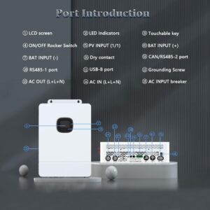 Y&H 10KW 48V Solar Hybrid Inverter Split-Phase 240V/Single-phase 120V Connection,200A MPPT Solar Charge,Pure sine Wave Output,BMS Activation,Peak Cutting and Valley Filling for Home Energy Storage