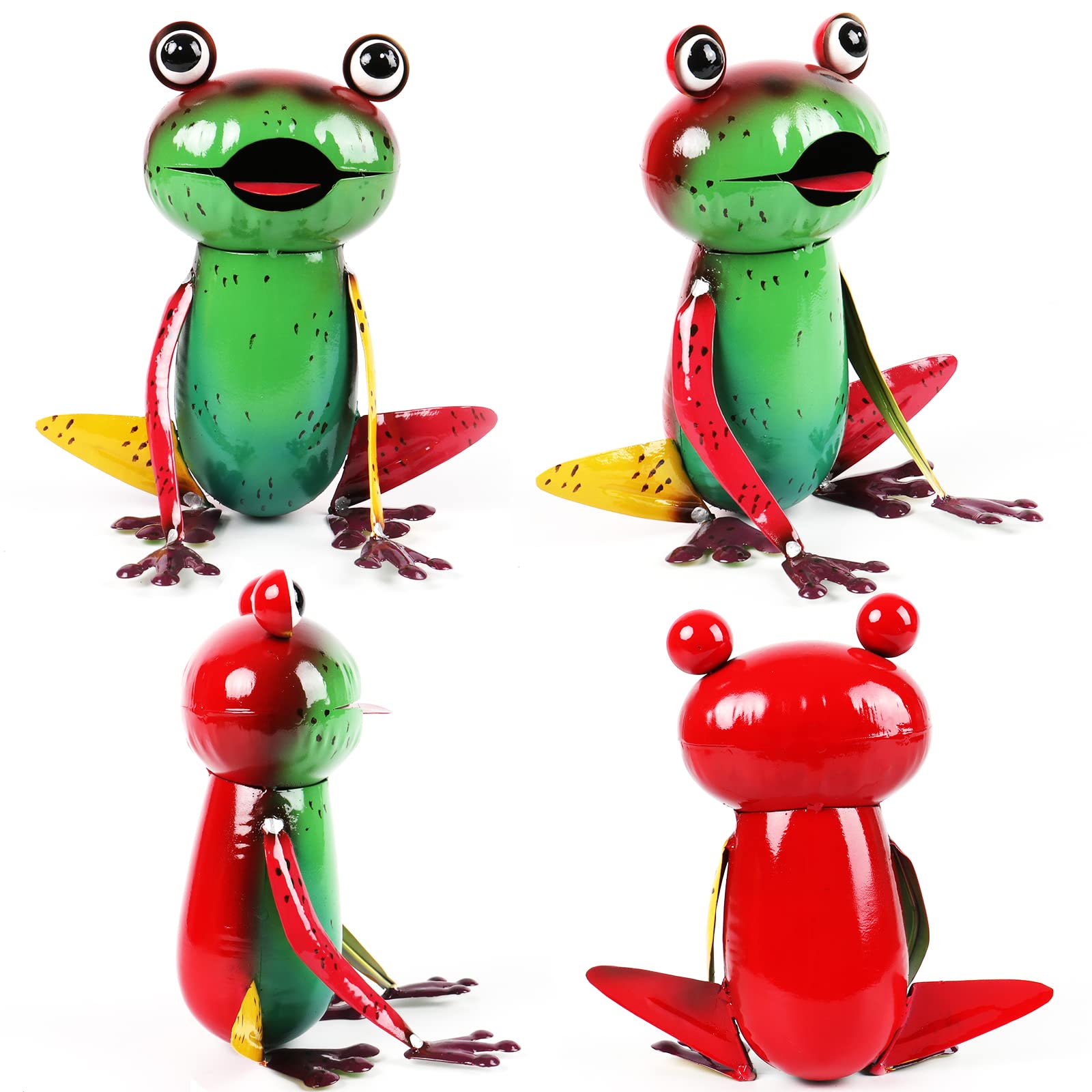 Cruis Cuka Metal Garden Decor Yard Art for Outside Cute Frog Lawn Patio Ornaments Backyard Outdoor Decorations - Set of 2(Yellow,Green)