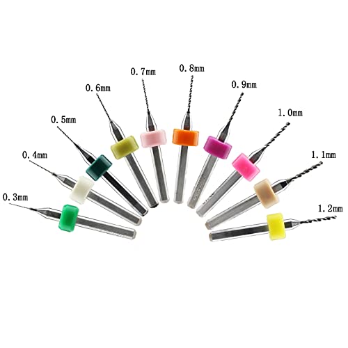 50 pcs PCB Drill bit Set, Carbide Micro Drill bit,1/8" Shank Spiral Groove，0.3mm-1.2mm (5 Pieces Each) Micro Drill bit Set, Mini Drill bits, Small Drill bits,Micro Drill bits.JTEYINH