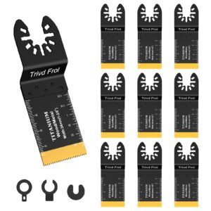 trivd frol 10pcs titanium multitool blades, oscillating saw blades metal cutting for nails wood plastic and hard material oscillating tool blades kit fit dewalt rockwell milwaukee makita bosch