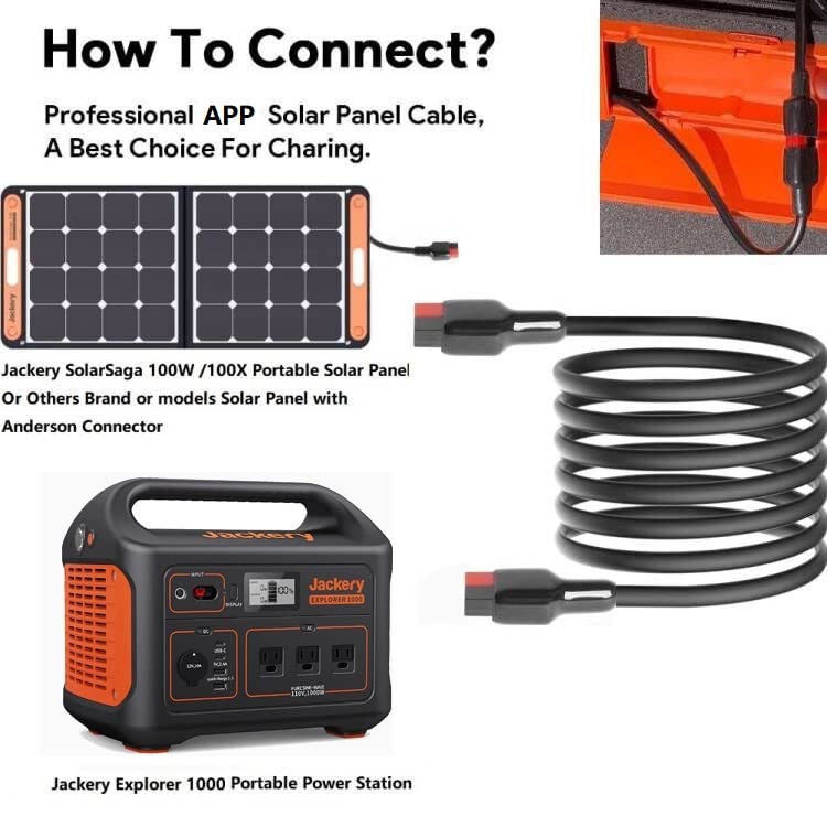 MJPOWER Anderson Cable Jackery Extension Cable 20FT 14AWG Anderson Connector to Anderson Plug Connect Jackery SolarSaga 100W/100X Solar Panel to Jackery Explorer 1000 Portable Power Station Or More