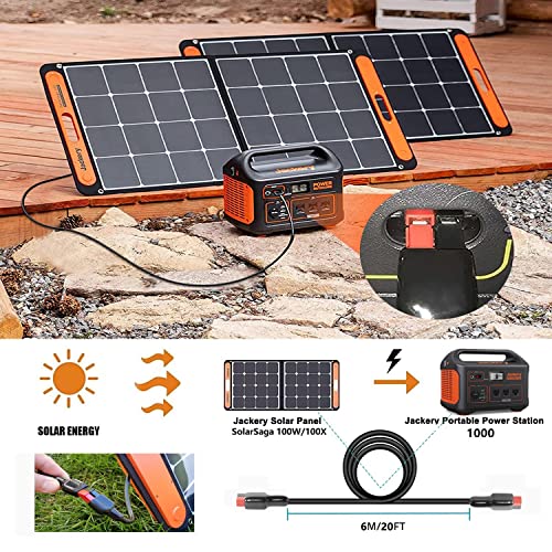 MJPOWER Anderson Cable Jackery Extension Cable 20FT 14AWG Anderson Connector to Anderson Plug Connect Jackery SolarSaga 100W/100X Solar Panel to Jackery Explorer 1000 Portable Power Station Or More