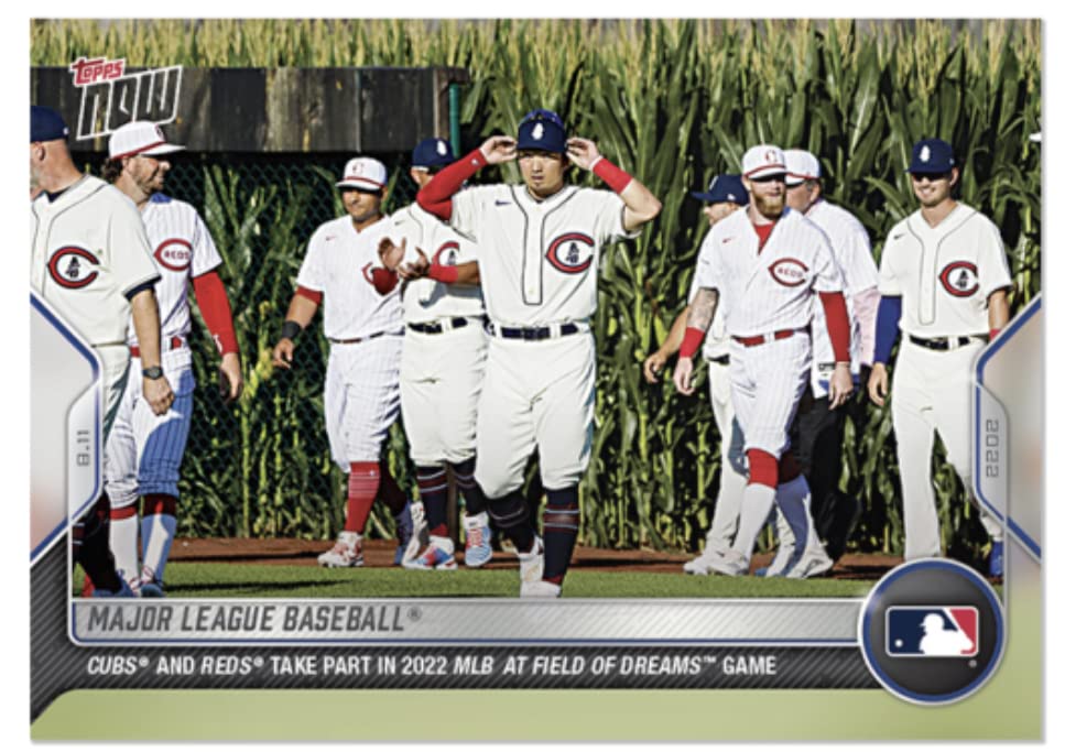 2022 Topps Now ‘22 Field of Dreams Game- Cubs vs. Reds #691 - Seiya Suzuki - Chicago Cubs and Cincinnati Reds Baseball trading card- Shipped in Protective Screwdown Holder.