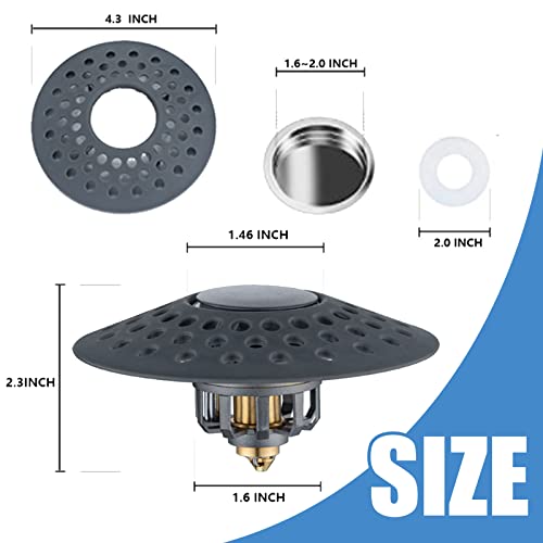 Universal Bathtub Stopper, Upgraded Bathroom Shower Drain Hairpin / with Drain Catcher / pop-up Drain Filter / for 1.6-2.0 inch Bathtub Stopper