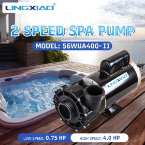 LINGXIAO SPA Pump, 4HP Hot Tub Pump - 2 Speed LX SPA Pump Motor 220-240V, 2" Port, 56 Frame (Model: 56WUA400-II)