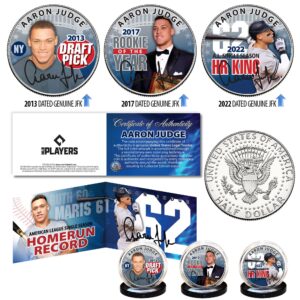 Aaron Judge Officially Licensed 62 Home Run King Record JFK Half Dollar U.S. 3-Coin Set with Panoramic Display Certificate of Authenticity