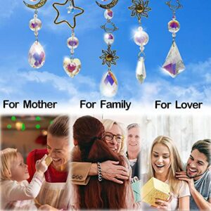 Gpurplebud Sun Catchers Indoor Window - 5 Pieces Hanging Crystal Suncatcher for Window Rainbow Prism Crystal Decorations for Home Wedding Car Party Patio Garden Decor (5 Model)