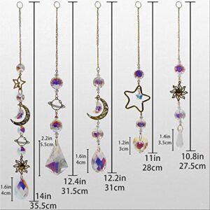 Gpurplebud Sun Catchers Indoor Window - 5 Pieces Hanging Crystal Suncatcher for Window Rainbow Prism Crystal Decorations for Home Wedding Car Party Patio Garden Decor (5 Model)