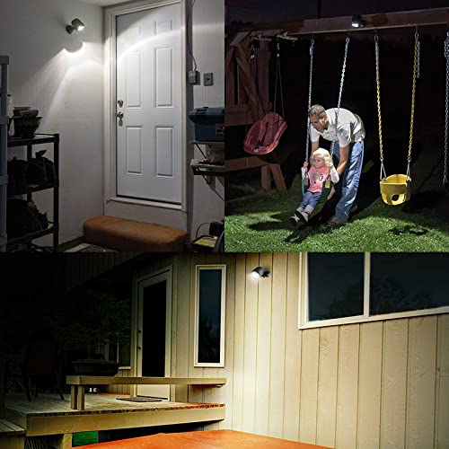 DONLINE Outdoor Motion Sensor Light Battery Powered LED Spotlight, Waterproof Motion Detector Security Light 800 Lumen with Adjustable Heads Auto On Off for Porch Stair Hallway Garage Wall Shed