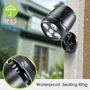 DONLINE Outdoor Motion Sensor Light Battery Powered LED Spotlight, Waterproof Motion Detector Security Light 800 Lumen with Adjustable Heads Auto On Off for Porch Stair Hallway Garage Wall Shed