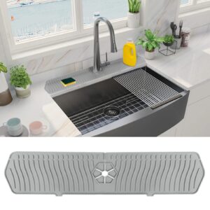 derlights 24inch kitchen sink splash guard, silicone faucet mat sink water splash guard, faucet splash catcher, silicone deflector under the faucet, keep kitchen and bathroom sinks dry