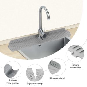 Derlights 24Inch Kitchen Sink Splash Guard, Silicone Faucet Mat Sink Water Splash Guard, Faucet Splash Catcher, Silicone Deflector Under The Faucet, Keep Kitchen and Bathroom Sinks Dry