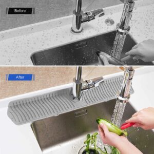 Derlights 24Inch Kitchen Sink Splash Guard, Silicone Faucet Mat Sink Water Splash Guard, Faucet Splash Catcher, Silicone Deflector Under The Faucet, Keep Kitchen and Bathroom Sinks Dry