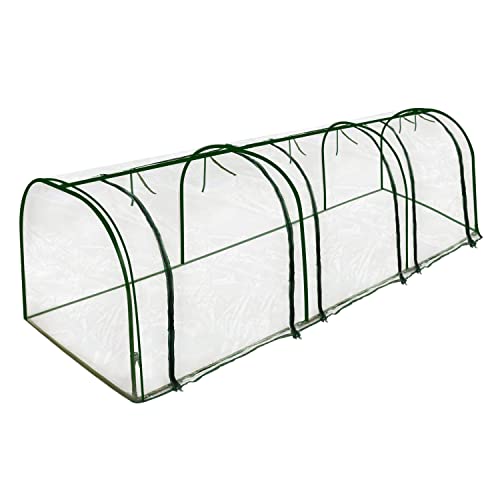 50% Larger 116"(L) X 40"(W) X 32"(H) Green Houses for Outside Heavy Duty,Steel Frame with Waterproof UV Protect PVC Plastic Covering,Cloche Tunnels with 3 Large Roll-up Zipper Door,Outdoor Indoor Use