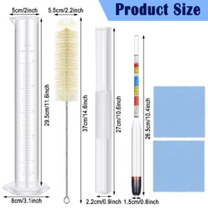 10 Pieces Hydrometer and Test Jar Set, Includes Triple Scale Alcohol Hydrometer 250 ml Plastic Cylinder with Cleaning Brush and Cloth Storage Case Manual for Wine Beer Mead Cider Brewing Supplies