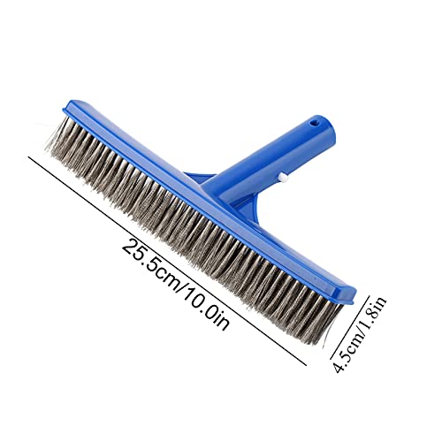 LIYJTK 10" Stainless Steel bristled Pool Brush, Pool Brush with Handle for Cleaning Pool Walls, Tiles, Floor to fit Most Poles