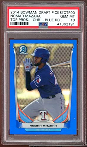 Nomar Mazara Rookie Card 2014 Bowman DP Chrome Blue Refractors #CTP-90 PSA 10