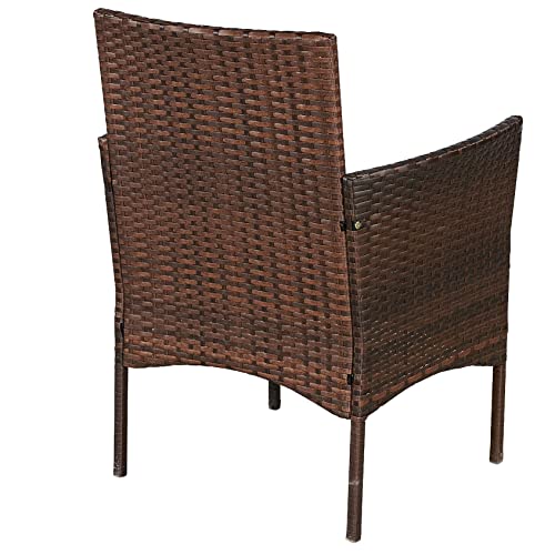 BTEXPERT Space Saving Outdoor Wicker Conversation 3 Piece Bistro Set Garden Patio Yard Porch Furniture Pe Rattan Two Chairs Cushions Side Storage Table Brown/Aqua Blue