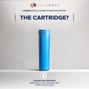 Aquaboon 20" x 4.5" Whole House Well Water Filter System with Pressure Release (1" Port) & Aquaboon 5 Micron 20" Sediment Water Filter Replacement Cartridge | Whole House Sediment Filtration