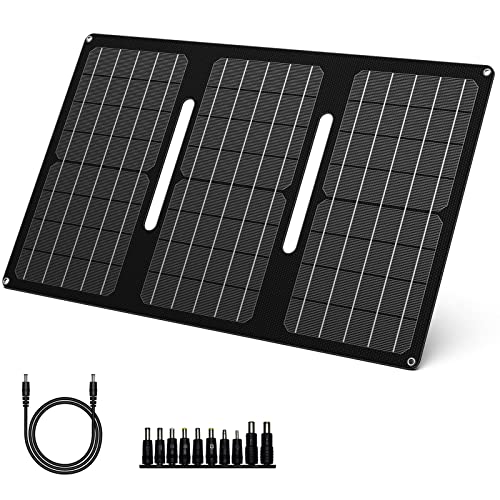 30W Foldable Solar Panel for Portable Power Station, Portable Solar Charger with Multiple Outputs DC/USB for Generator, iPhone, iPad, Samsung and Outdoor Camping