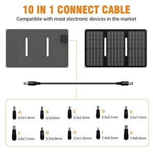 30W Foldable Solar Panel for Portable Power Station, Portable Solar Charger with Multiple Outputs DC/USB for Generator, iPhone, iPad, Samsung and Outdoor Camping