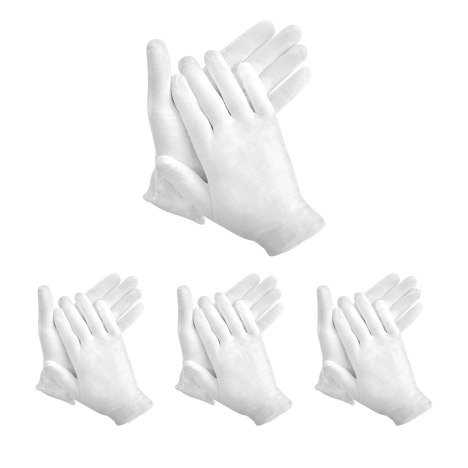 48Pcs White Gloves, 24 Pairs Soft Cotton Gloves， Hgminwarm White Cotton Gloves are Used for Cosmetics, Jewelry Coin Inspection, Inspection Gloves, Service Gloves. Stretchable Moisturizing Gloves