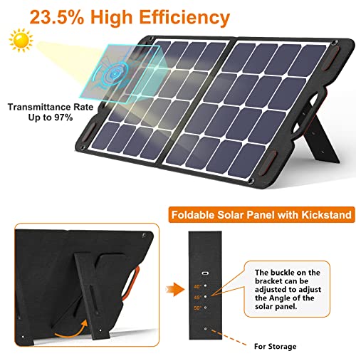 VDL Portable Power Station 300W with 200W Solar Panel, Solar Generator 299Wh Backup Lithium Battery Pure Sine Wave AC Outlet, Power Supply