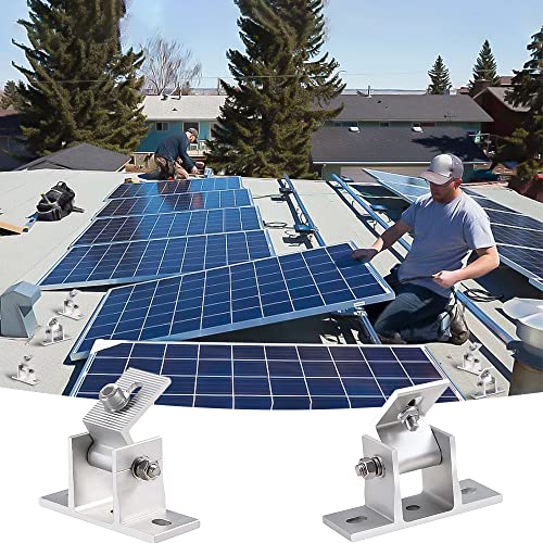 Solar Panel Mounting Brackets - 2pcs Adjustable Solar Panel Mount Brackets on Any Flat Surface for RV, Roof, Boat, Caravans Any Off-Grid Systems, Solar Power System Supporting for Flat Stands