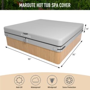 MAROUTE Waterproof 600D Polyester Square Hot Tub Cover Outdoor SPA Covers 85 x 85 x 19 Inch