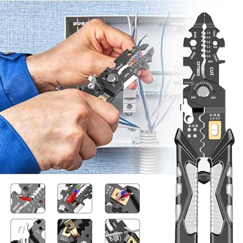 YINLONGDAO 25-in-1 Multifunction Wire Strippers Electeical, 8 inch Wire Crimping Tool, Wire Cutter, Professional Electrician Pliers Tools and Cable Stripper for Cutting, Stripping, Shearing