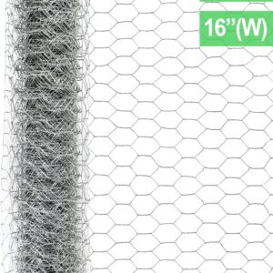 TOYPOPOR Chicken Wire 40cm x 15m, Outdoor Anti-Rust Hexagonal Galvanized Chicken Wire Fencing, Chicken Wire Mesh to Protect Gardening Plants Vegetables Flowers Fruits from Dogs, Rabbits,Squirrels