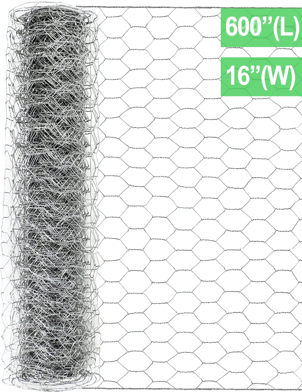 TOYPOPOR Chicken Wire 40cm x 15m, Outdoor Anti-Rust Hexagonal Galvanized Chicken Wire Fencing, Chicken Wire Mesh to Protect Gardening Plants Vegetables Flowers Fruits from Dogs, Rabbits,Squirrels