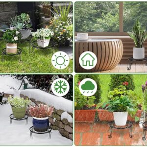 5 Pack Metal Plant Stands for Indoor Outdoor Plants, Heavy Duty Flower Pot Stands, Black Rustproof Iron Planter Holder, Round Garden Container Plant Rack, Potted Plant Shelf for Garden Home Corner